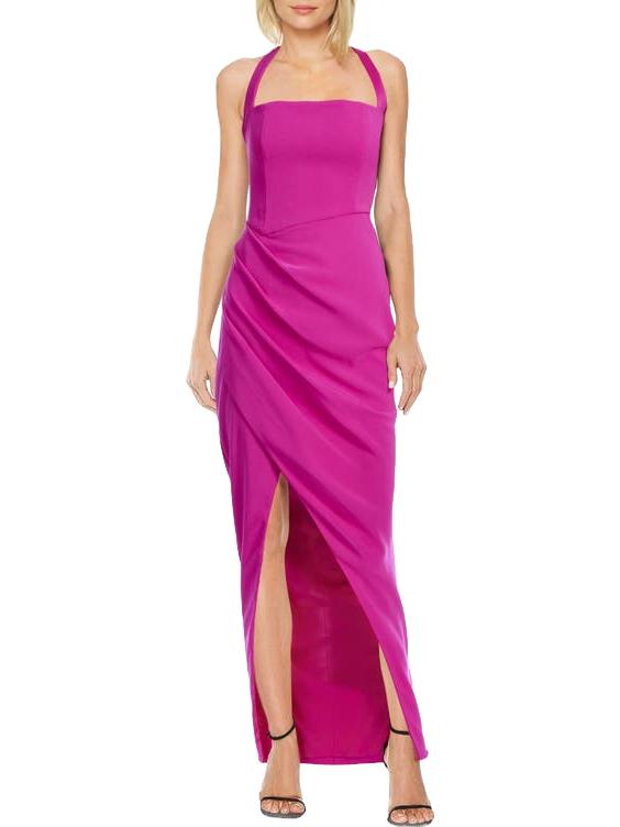 BADGLEY MISCHKA Jewel Badgley Mischka Halter Column Gown